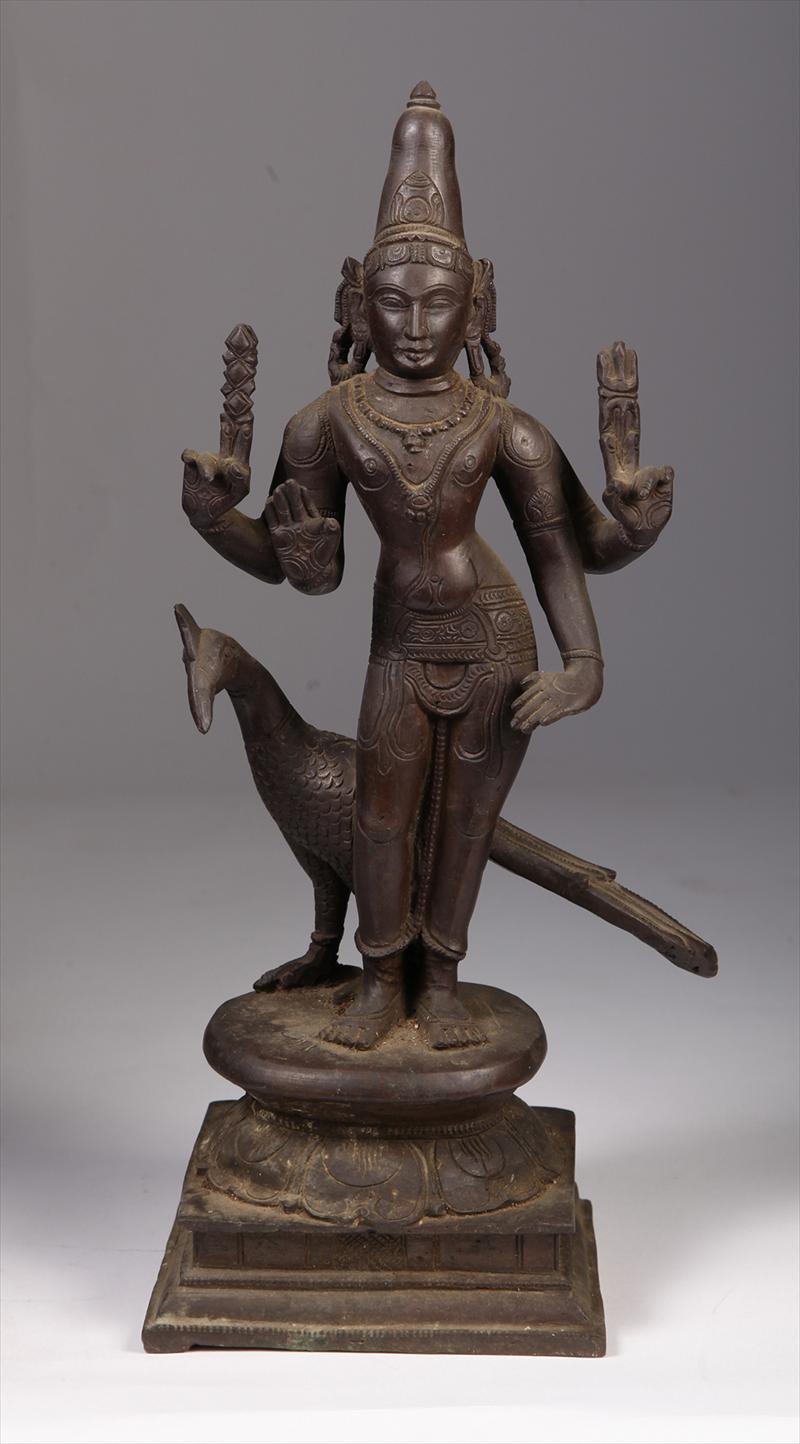 Indian_Bronze_Figure_of_a_Standing_Deity_with_Peacock_19th_Century361_1 ...